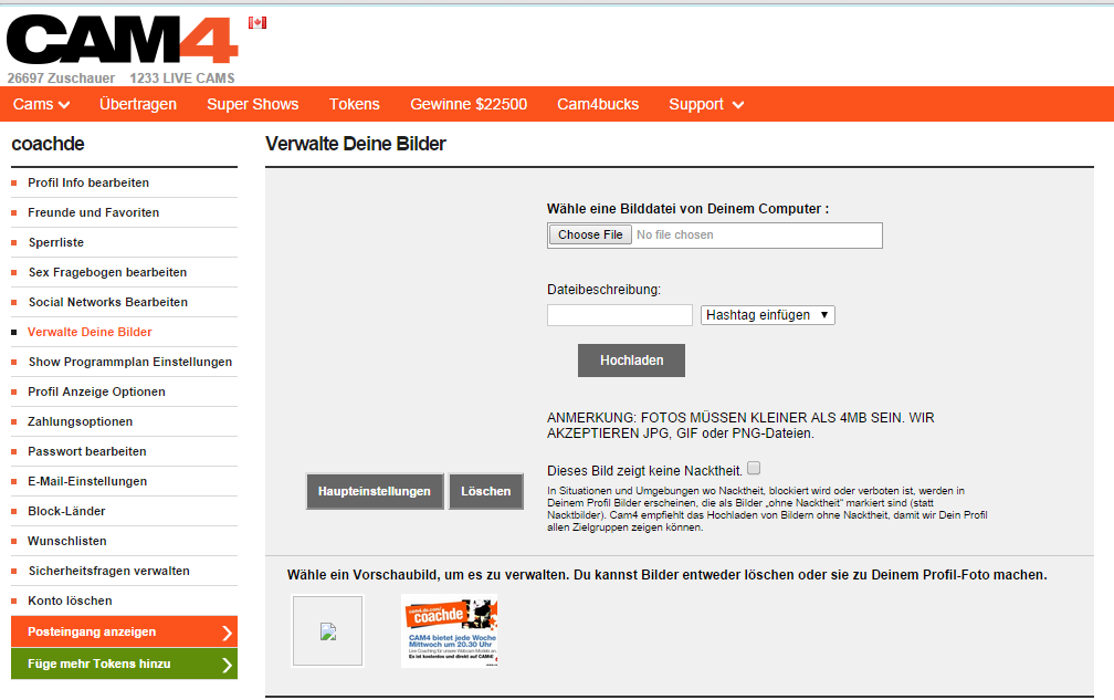 Dein Konto | Cam4 FAQ